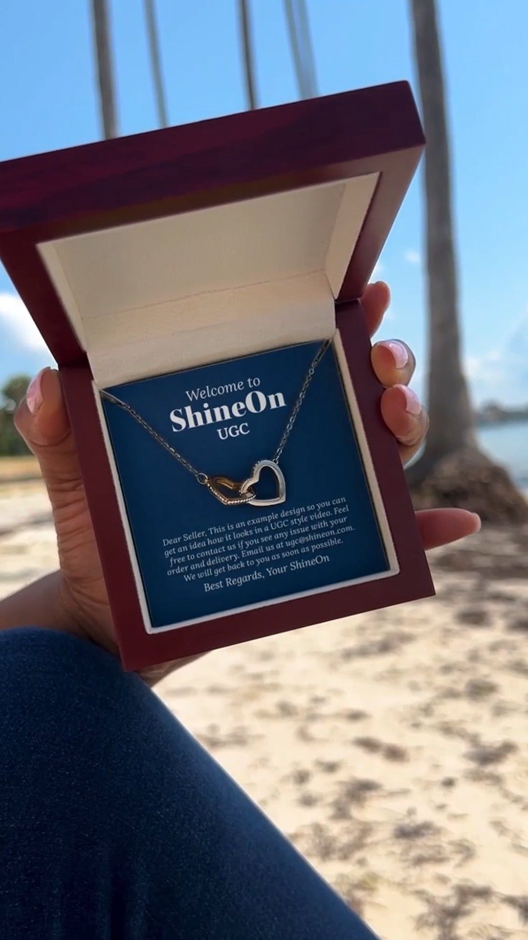 Interlocking Hearts Necklace Gold & Silver With Box - Beach - UGC 9 ...